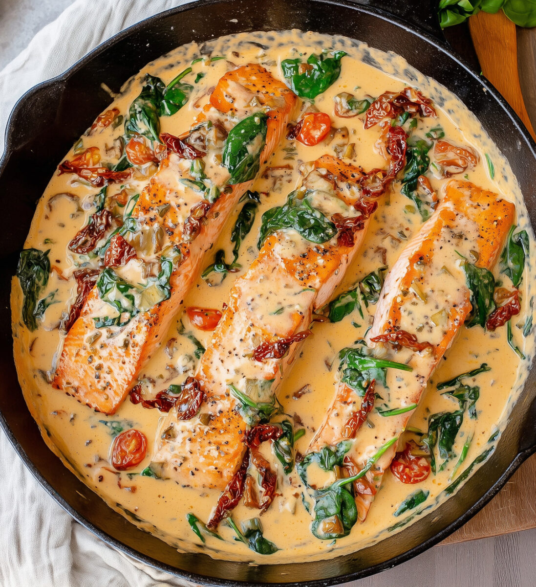 One Pan Creamy Tuscan Salmon: A Quick Dinner Recipe